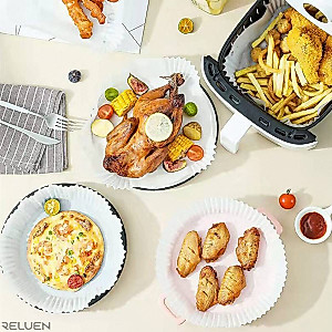 White Air Fryer Liners Disposable Sheets - 90Pcs Disposable Air Fryer Paper Liners for Air Fryer Basket Liners for Food Serving - 7.9" Parchment Paper Sheets for Baking Oven Liners for Bottom of Oven