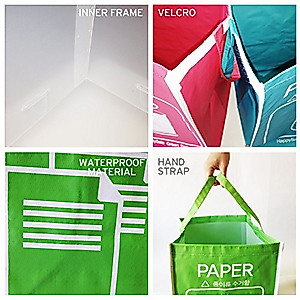 Recycle Bin Separate Recycle Bag Waste Baskets Compartment Container with Inner Frame (3 Bins + 3 Inner Frames) by Happy Sale