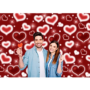 LYCGS 7X5FT Red Heart Photo Backdrop 90s Backdrops for Photoshoot Valentine's Day Backdrop Women Men Happy Birthday Photography Background Banner Photo Booth Studio Props X-91