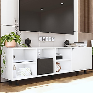 TV Stands for Living Room - 70” Black TV & Media Furniture - Media Entertainment Center - Media Cabinet Entertainment Center with Storage - TV Stand for 80 Inch TV with Doors & Shelves