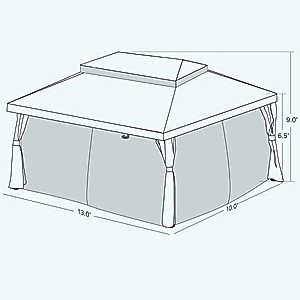Grand Patio 10x13 Ft Patio Gazebo, Outdoor Gazebo Canopy with Mesh Netting and Curtains，Sturdy Straight Leg Tent Soft Top Gazebo for Patios Deck Backyard