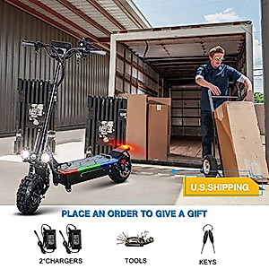 Electeic Scooter Adults 50 MPH & 50 Miles, 5600W Dual Motor Electric Scooter with Bag, 11" Off Road Tires, Dual Shocks & Dual Braks, Folding Adult Scooter Electric