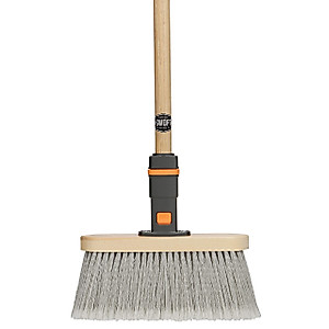 SWOPT Premium Straight Broom + 48" EVA Foam Comfort Grip Wooden Handle, Combo — Cleaning Head with Long Handle Interchangeable with All SWOPT Cleaning Products — Broom Set for Smooth Surfaces