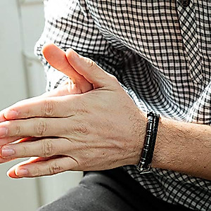 JBANS Hematite 486 Healing Stones Beaded Stretch Bracelet 2 Size for Men. Good Luck Therapy Bracelets. Strong Elastic Sring (18)