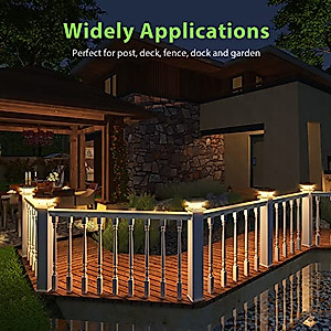 LETMY Solar Outdoor Cap Lights, 4 Pack Solar Powered Fence Post Lights, High Brightness Waterproof for 4x4, 4.5x4.5, 5x5 Posts Fence Deck Patio Garden Decoration