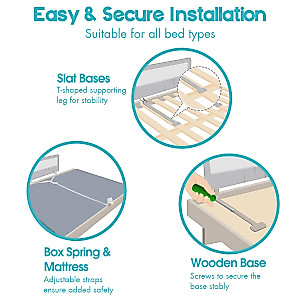 BABY JOY Bed Rails for Toddlers, 69 Inch Extra Long w/Safety Straps, Swing Down Safety Bed Guard for Convertible Crib, Folding Baby Bedrail for Kids Twin Double Full Size Queen & King Mattress (Blue)