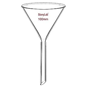 stonylab 1-Pack Glass Funnel, Heavy Wall Borosilicate Glass Funnel, 100mm Diameter and 100mm Stem Length
