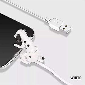 Goderat Portable Stray Dog Charging Cable, Funny Hump Dog Fast Charger Cable, Spoof Toy Data Cable for iPhone (iOS, White)