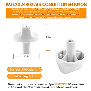 2 Pcs WJ12X24802 Air Conditioner Knob Replacement for GE Air Conditioner Parts, AHV05LYW1 AHT05LZQ1 AHEC05ACW1 Appliance Knob for GE Window Air Conditioner White Plastic Knob