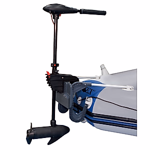 Intex Excursion 5 Person Inflatable Boat Set with 2 Aluminum Oars and Pump, Intex 12V Transom Mount Boat Trolling Motor, and Intex Motor Mount Kit