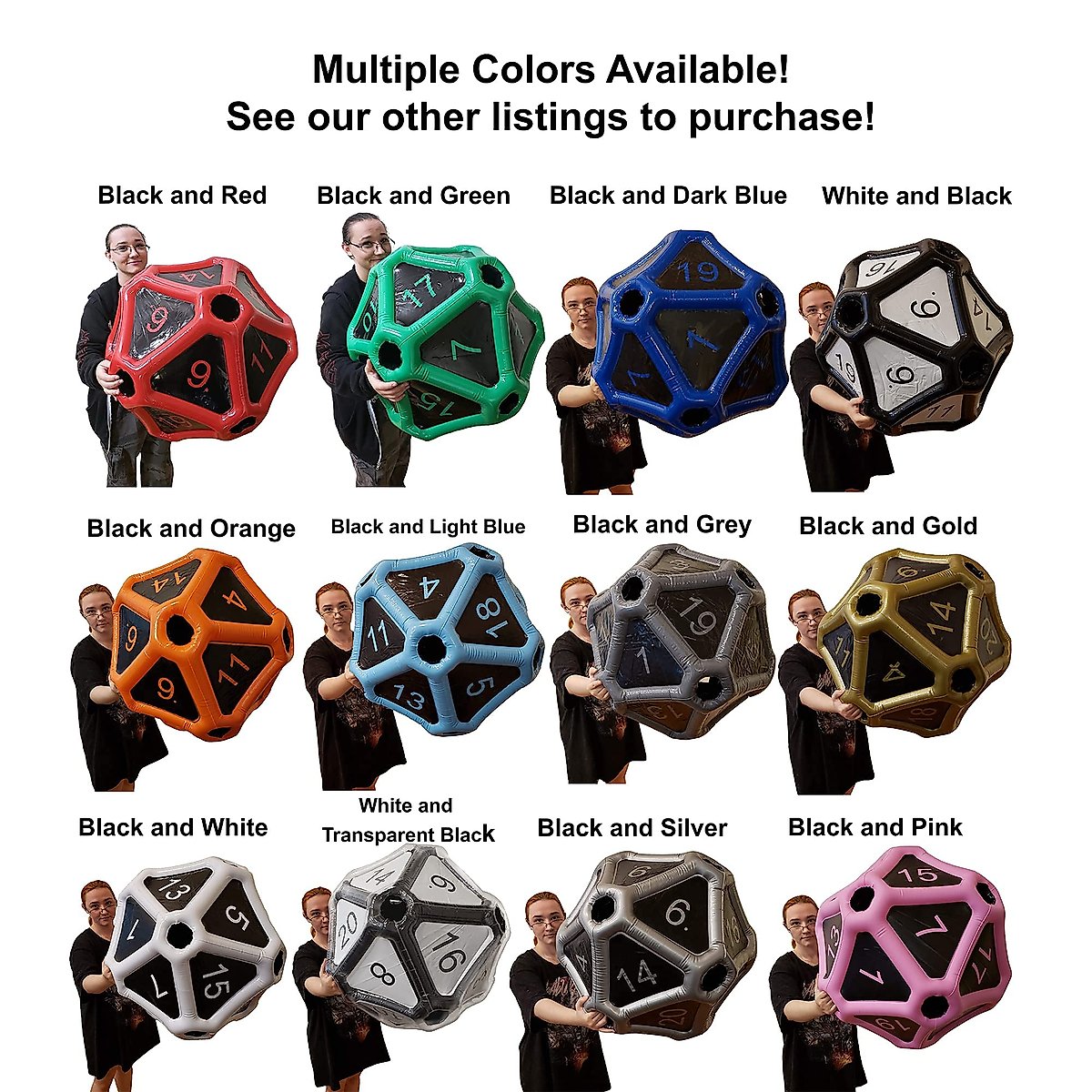 Black Bazaar Large D20 Dice Inflatable Extra Large Giant Gaming DND Tabletop RPG Roleplaying Dungeons and Dragons