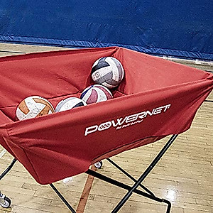 PowerNet XL Volleyball Wheeled Cart, Portable Hammock Ball Cart, Collapsible Rolling Training Equipment Basket, Lightweight Bin, Great for Indoor and Outdoor Use, Multisport