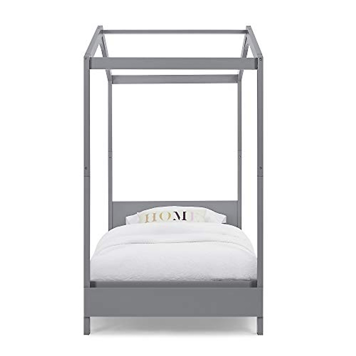 Delta Children Poppy House Wood Twin Bed, Platform Bed - No Box Spring Needed, Grey