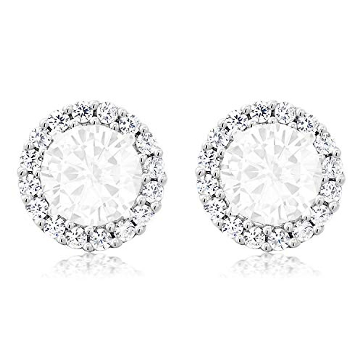Gem Stone King 925 Sterling Silver White Zirconia Women Earring Jackets For 7.00MM Round Cut Studs