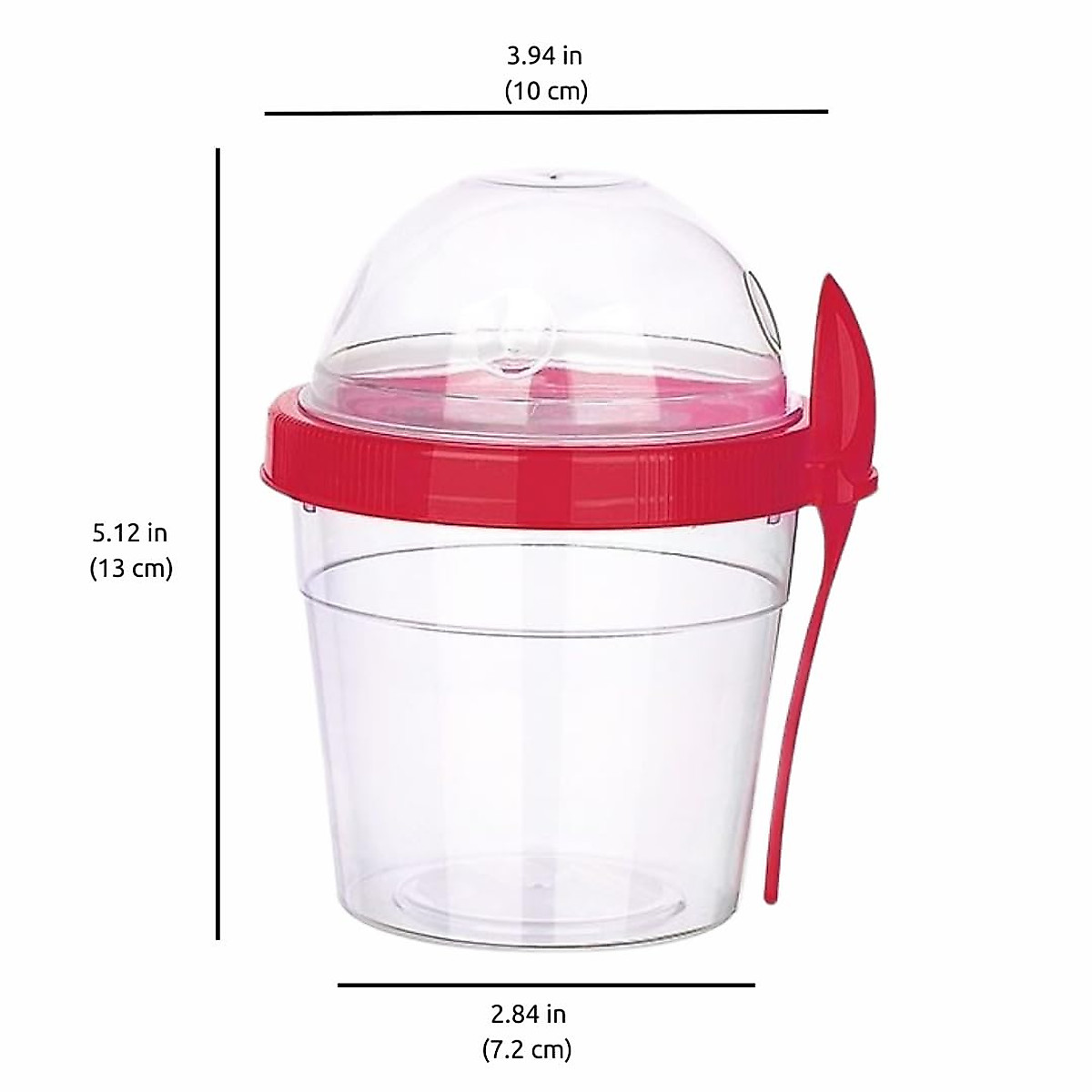 EYNEL 4 Pack 17 oz Small Breakfast On The Go Yogurt Parfait Cups, Reusable Plastic Containers with Lids and Spoons, Perfect Jars for Overnight Oats Cereal Granola Oatmeal (4 Colors Set)