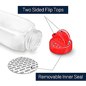 RoyalHouse 6 Pack 32 Oz Plastic Spice Jars with Red Cap, Clear and Safe Plastic Bottle Containers with Shaker Lids for Storing Spice, Herbs and Seasoning Powders, BPA Free, Made in USA