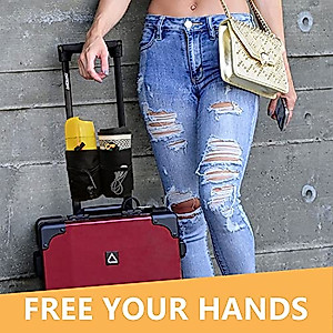 Luggage Travel Cup Holder Free Hand Drink Caddy Double Mesh Bag Design (Black)