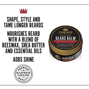 Cremo Styling Beard Balm, Distiller's Blend (Reserve Collection), Nourishes, Shapes And Moisturizes All Lengths Of Facial Hair, 2 Ounce