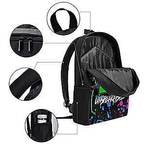 cwixnao Cartoon Backpack 3PCS Backpack Set 17inch School Backpacks with Lunch Bag Pencil Case Fans Gift for Boys Girls Students, rainbow Splash