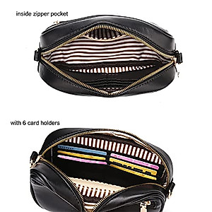 Women Little Crossbody Bag with Small Coin Purse, Wide Strap, Card Holder, Cute Tassel, Pockets