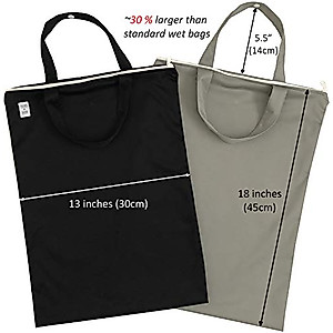 MOM & BAB Wet Bags for Baby Cloth Diapers, Swimsuits and Towels, Travel, Wet Dry Bag for Diaper Bag, Breast Pump Parts, Gym | Water & Odor Resistant (Black&Gray)