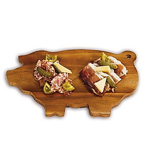 Picnic Plus Pig Shape Acacia Board for Meats, Cheeses, Appetizers, Cutting Board, Serving Board