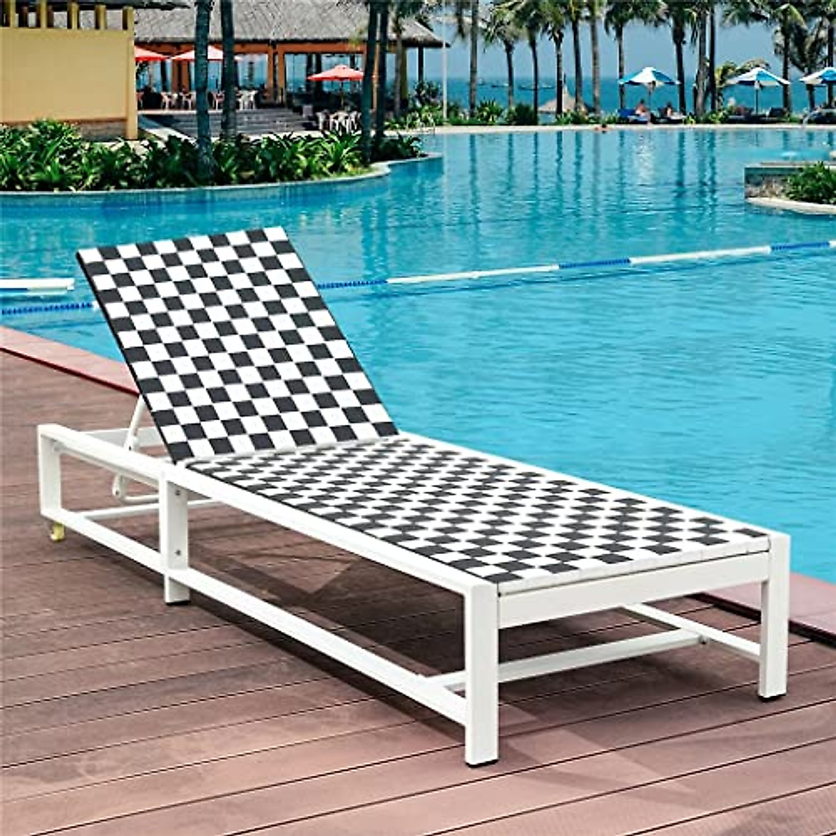 WYFDP Adjustable Patio Recliner, Wheels for Garden Terrace