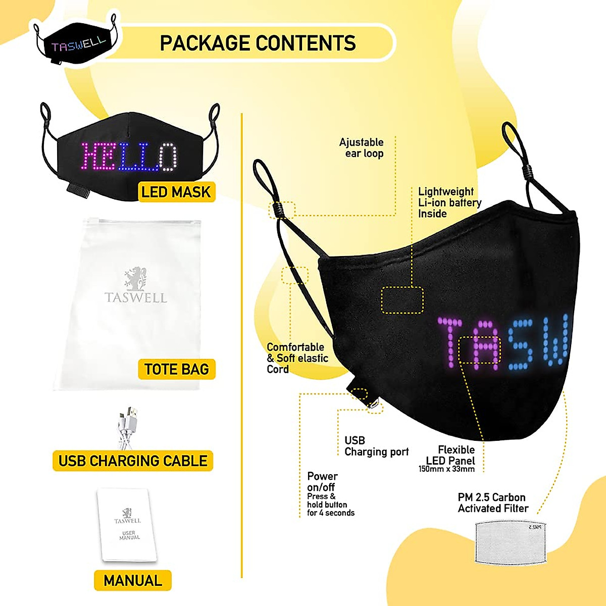 LED Smart Mask | Custom Mask with Bluetooth Mask Face Cover Talking Electric Mask | Digital Mask Christmas LED Mask | Customizable Halloween LED Bluetooth Mask | LED Bluetooth Electronic Mask