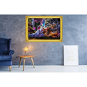 Mingming Diamond Painting Fairy and Tiger Angel DIY 5D Full Drill Round for Beginners Fantasy Forest Art Kit Crafts Adults Kits Accessories Dot Paint Gem Numbers 12X16in