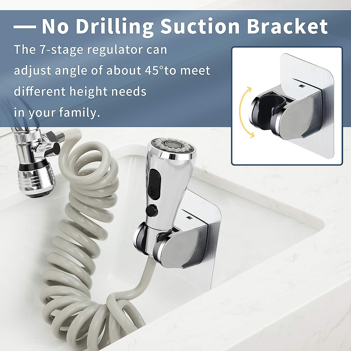 CECEFIN Kitchen Sink Sprayer, Faucet Spray Head Replacement with 79” Recoil Hose and Holder, Pressurized Water Saving Faucet Aerator & Diverter Valve, Faucet Sprayer Attachment Set