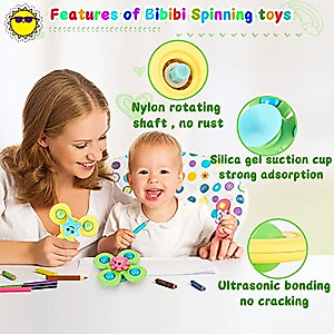 Bibibi Baby Toys, Bath Toys for Toddlers 1 3, Toddler Toys, Baby Travel Essential, Fidget Spinner, Sensory Toys, Bath Toy for Infants 6 12 Months, Baby Boy Toys, Toddler Girl Toys, Suction Cup Toys