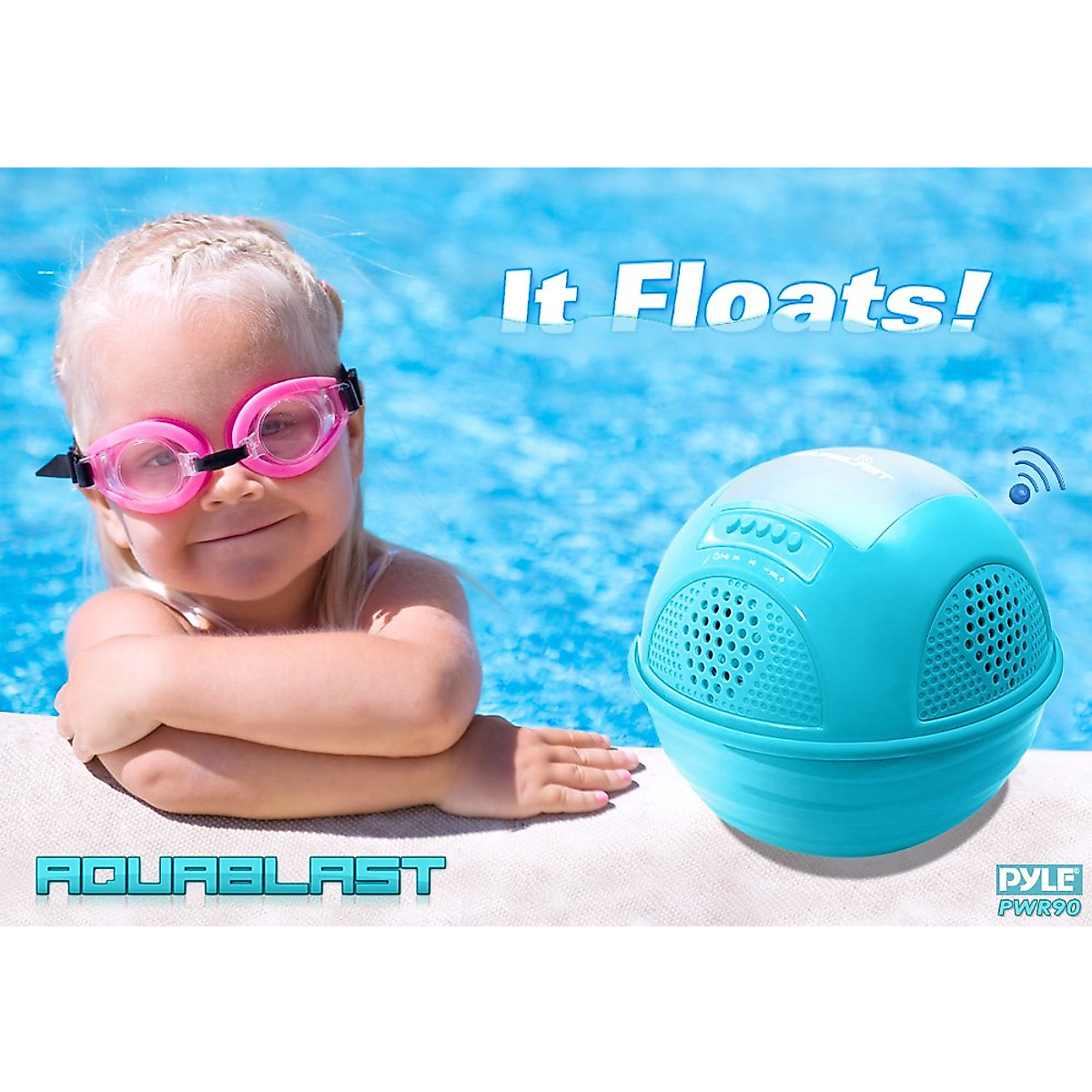 Pyle Portable Waterproof Floating Pool Speaker-Outdoor Wireless Bluetooth Compatible Rechargeable Battery Powered Shower loud Speaker System-USB Charger-iPod Android iPhone-Pyle PWR90DGN (Green)