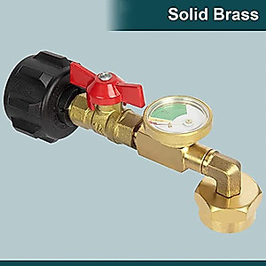 PRIZOM Propane Refill Adapter with Valve and Gauge, Fill 1 Lb Bottles From 20 Lb Tank, 90-Degree Elbow Design, Easy To Use