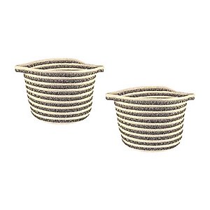 ZP Home Goods Cotton Rope Basket - Set of 2 for Kitchen, Bathroom, Laundry, Nursery, Craft, pet, Kids, Living Room, Closet, mud Room, Gift and Storage (Black)