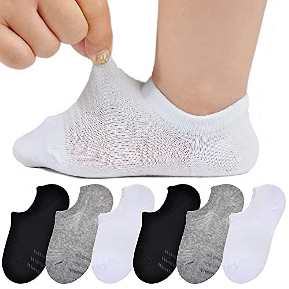 JORMATT 6 Pairs Toddler Little Girls Boys No Show Socks Thin Cotton Soft Anti Slip Low Cut Socks Breathable With Grips, S