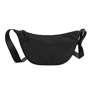Hipi-shop Fashion color Personalized design nylon dumpling bag crossbody bag street style shoulder bag purse wallet for men and women (Black)