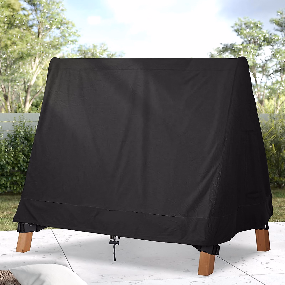 boyspringg Outdoor Swing Cover, A Frame Swing Cover 72x67x55 Inches, Patio Swing Cover Waterproof for Outdoor Furniture (Black)