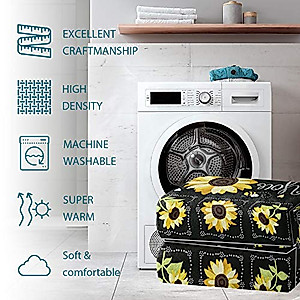 Edwiinsa You are My Sunshine Fleece Blanket Lightweight Super Soft 60'' x 80'', Sunflowers and Bees Framed Design Warm Fuzzy Plush Cozy Luxury Microfiber Bed Blankets All Season for Couch/Sofa/Gift