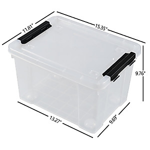 Fiazony 4-Pack 24 Quart Storage Box, Clear Plastic Storage Bin with Wheels