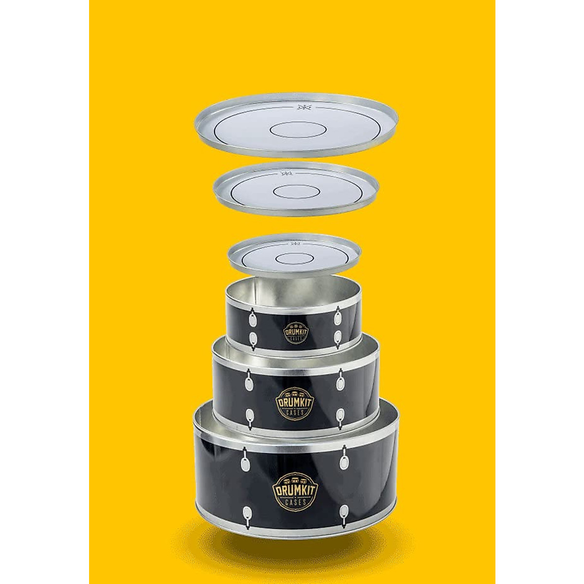 Suck UK Drum Kit Cookie Tins | Cake Container Drums | Nesting Food Storage Containers | Stackable Cake Boxes & Kitchen Accessories | Drummer Gifts & Gifts For Music Lovers | Rocker Cake Storage Tins