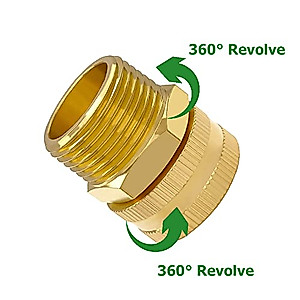 Hooshing 3PCS 3/4" GHT Female to 3/4" NPT Male Garden Hose Swivel Adapter Solid Brass Garden Hose Connectors
