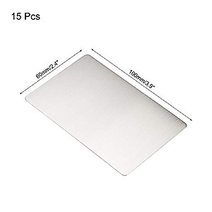 uxcell Blank Metal Card 100x60x0.4mm Brushed 201 Stainless Steel Plate for DIY Laser Printing Engraving Silver Tone 15 Pcs