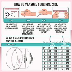 Rinfit Silicone Rings Women - Promise Ring, Silicone Wedding Bands for Her - Metal Framed Silicone Pear -Pack F: White/Silver, Size 7
