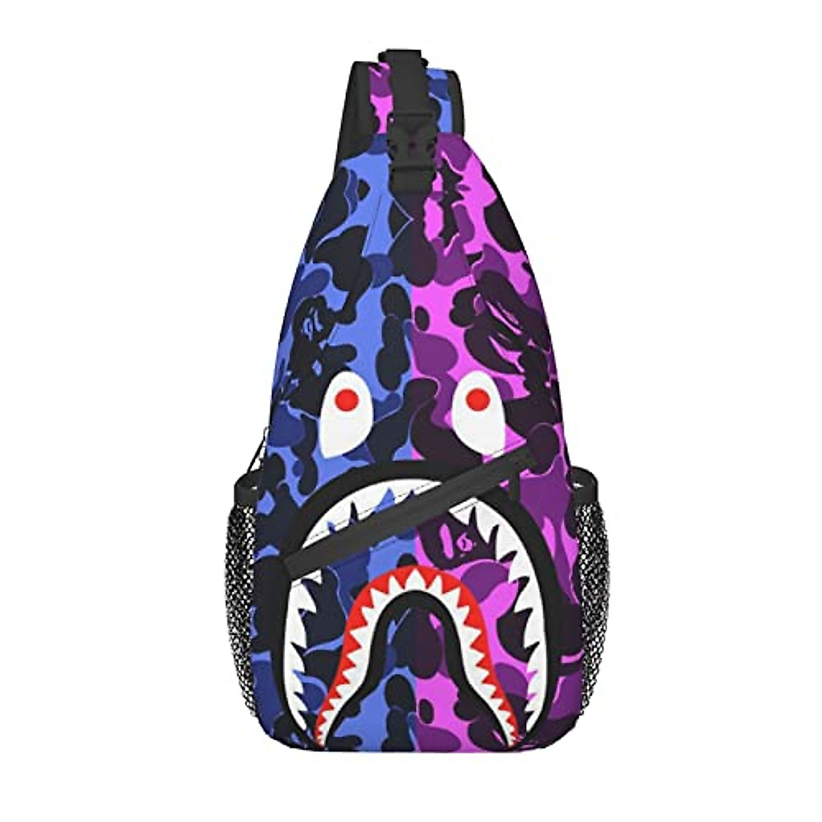 Frenchsh Camo Shark Crossbody Shoulder Bag Casual Backpack for Adult Boy One Size