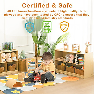 kidi house Kids Bookshelf and Toy Storage Shelf, Wooden Montessori Bookshelf, 2-Tier Toy Shelf, 24in Birch Children Bookcase, Classroom Furniture, Book Shelf for Kids Room, Nursery, Playroom