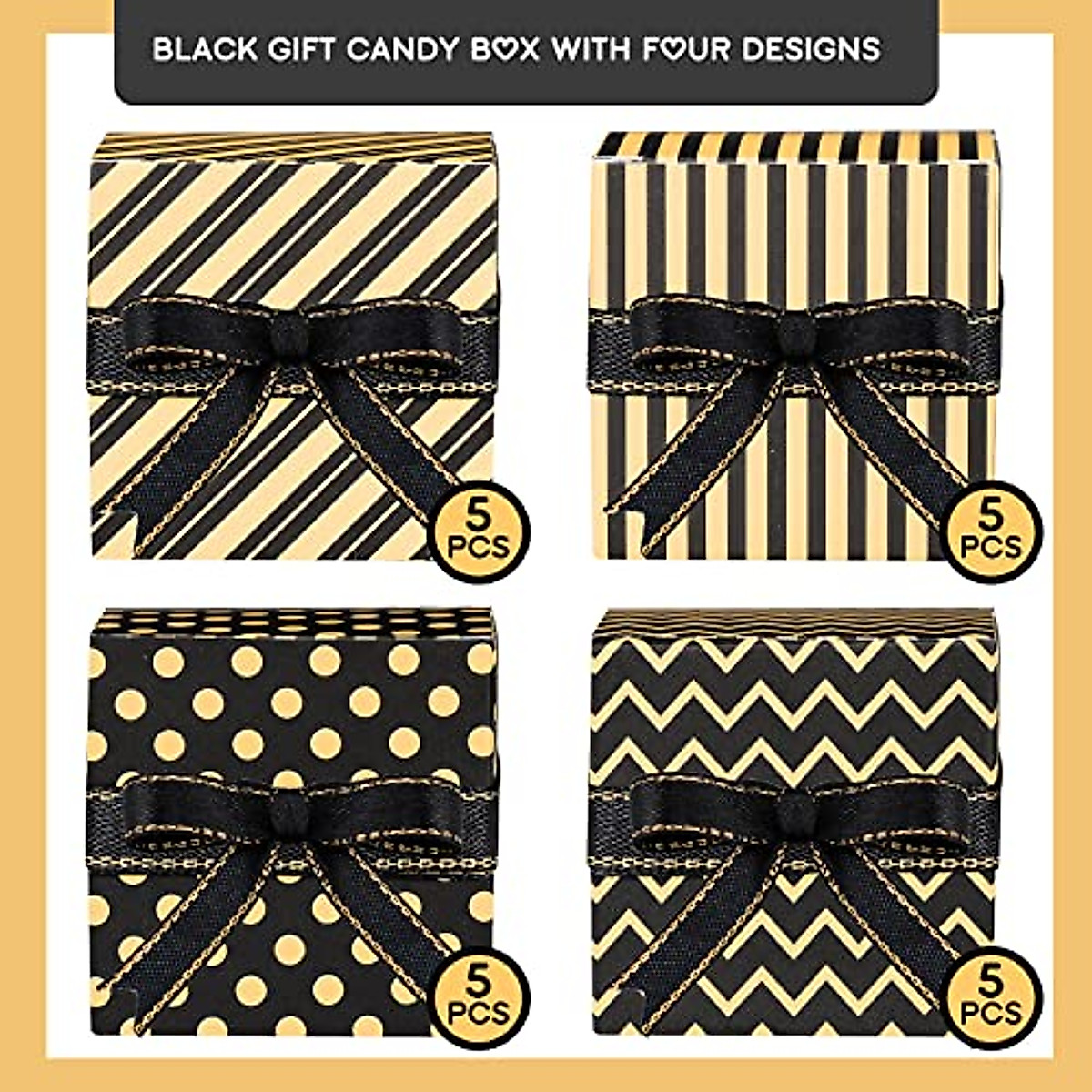 100 Pcs Black Gold Gift Boxes Wedding Candy Party Favor Boxes Small Treat Boxes with Lids 2 x 2 x 2 Inches Small Gift Boxes for Adults, Bridesmaid, Groomsmen, Cupcakes, Bridal, Baby Shower, Christmas