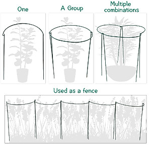 10 Pack Peony Cages and Supports, 10" (W) x 16"(H) Plant Support, Rust-Proof Metal Plant Support Stakes for Outdoor&Indoor Plants, Bonus 20 Plant Clips and 20 Plant Ties