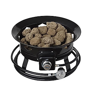 Flame King Smokeless Propane Fire Pit, 19-inch Portable Firebowl, 58K BTU with Self Igniter, Cover, & Carry Straps for RV, Camping, & Outdoor Living