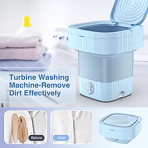 Foldable Washing Machine, 10L Large Capacity Portable Washer with High Speed Motor, 3 Modes Deep Cleaning Baby Clothes Underwears Socks Suitable for RV Travel Camping Apartment Dormitory