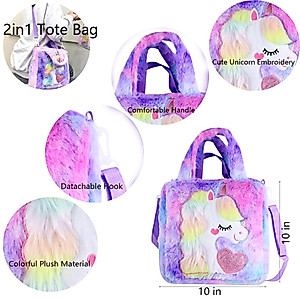 Abhay Unicorn Kids Tote Bag Fashion,Plush Kids Bag for Girls,Kids Crossbody Bag Toddler Bag for Girls Unicorn Party Supplies (Purple)